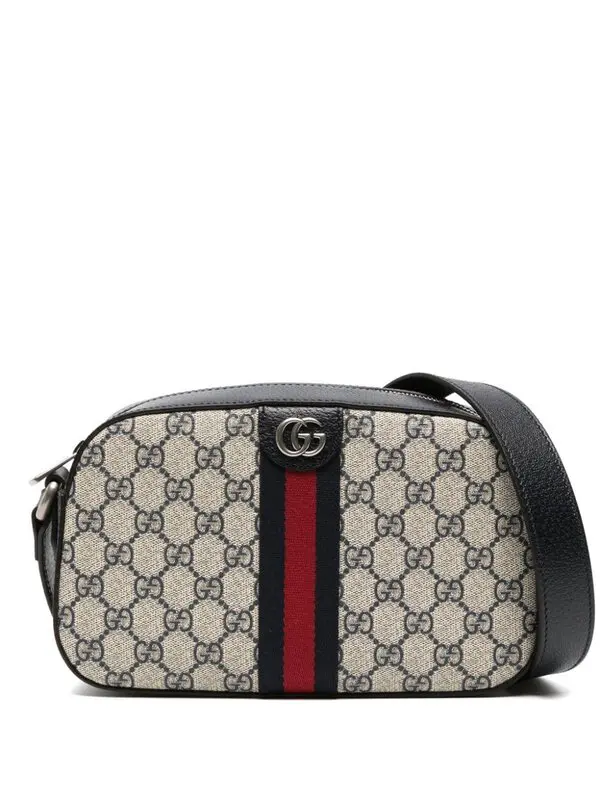 Gucci Monogram Crossbody Handbag With Web Detail - Beigeblue