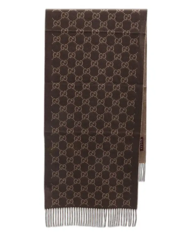Gucci Monogram Fringe Scarf For - Brownbeig