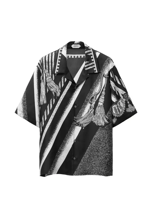 Versace Formuthe 6' Silk Short-sleeve Print Shirt With Front Button Closure - Nero