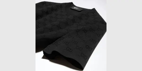 Gucci Crewneck Sweater With All-over Gg Motif - Black