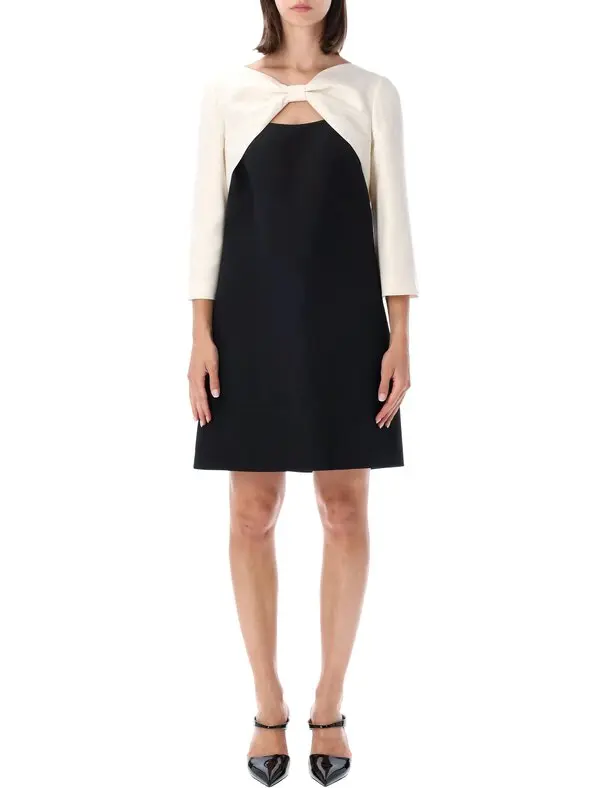 Valentino Garavani Two-tone Couture Mini Dress With Sculptural Bow Detail - Nero