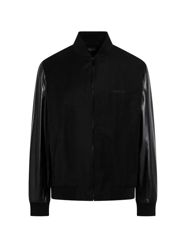 Gucci Bomber Jacket With Leather Sleeves