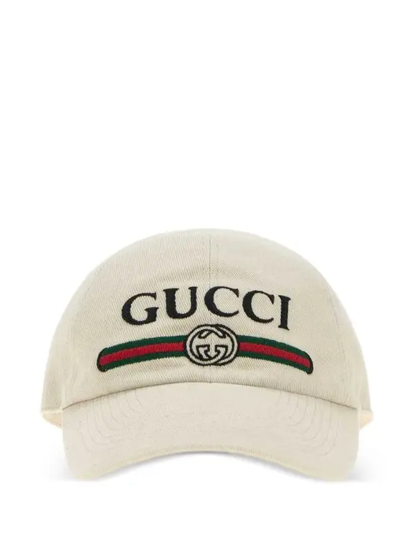 Gucci Baseball Cap With Embroidered Logo - Beige