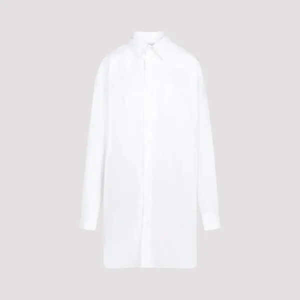 MAISON MARGIELA Cotton Poplin Mini Shirtdress - White