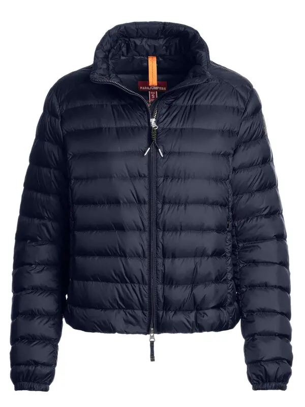 PARAJUMPERS Down Puffer Coat With Adjustable Drawstring Hood And Sleeve Patch - Blu