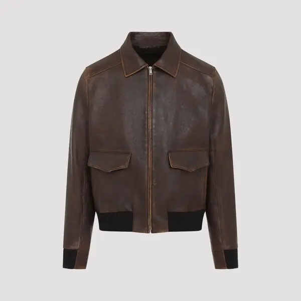 Prada Leather Bomber Jacket, Fw26