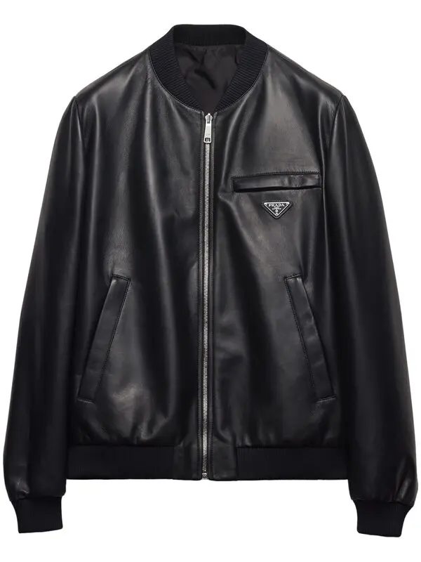 Prada Leather Bomber Jacket - Nero