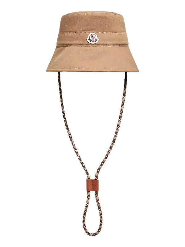 Moncler Cotton Bucket Cap With Patch Detail - Marrone