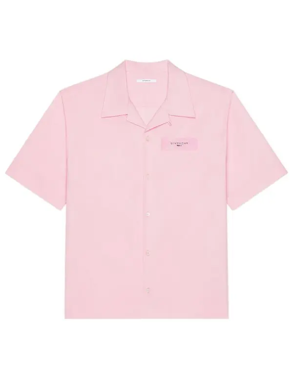 Givenchy Mini Hawaiian-print Cotton Shirt With Chest Stamp & Button Closure - Rosa