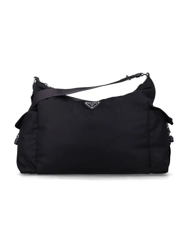 Prada Mini Bag In Recycled Polyamide And Calf Leather - Nero
