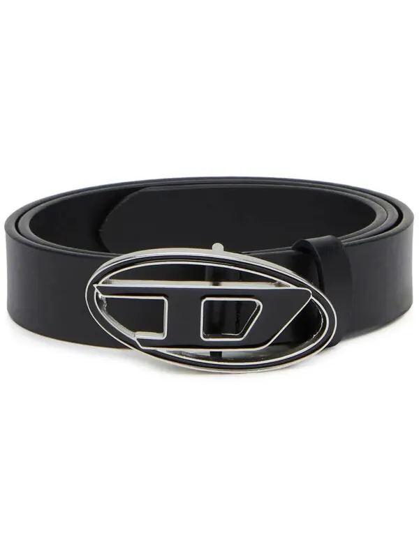 DIESEL® Smooth Leather Belt With Oval D Buckle
