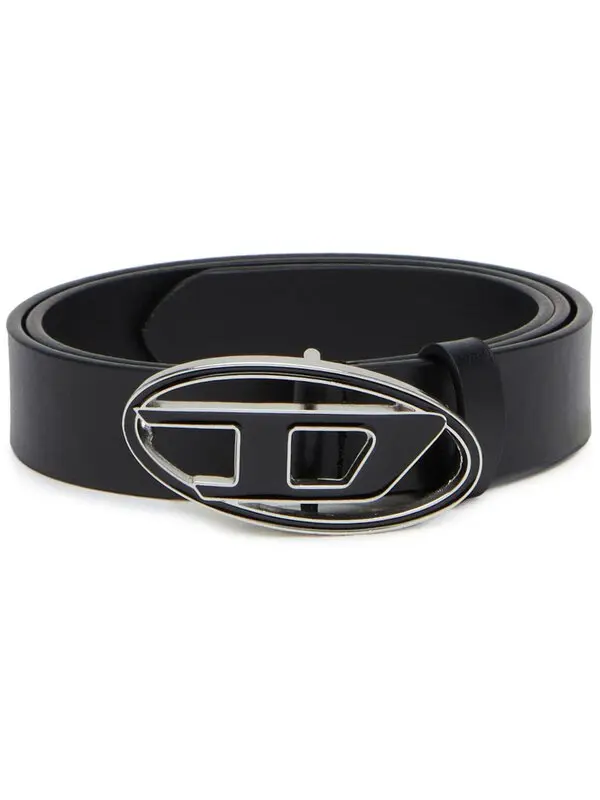 DIESEL® Leather Belt With Oval D Buckle - Nero