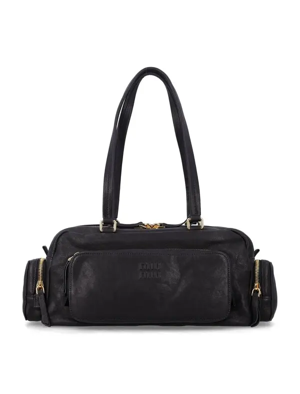 Miu Miu Lamb Leather Shoulder Bag With Gold Tone Hardware - Nero