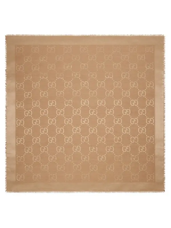 Gucci Gg Jacquard Fringed Scarf For