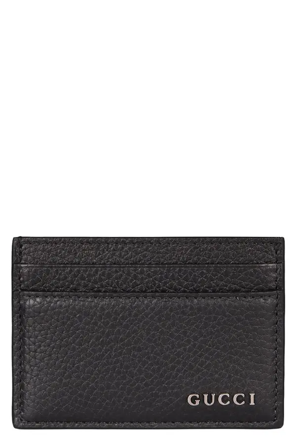 Gucci Logo-embossed Grained Leather Card Case - Black