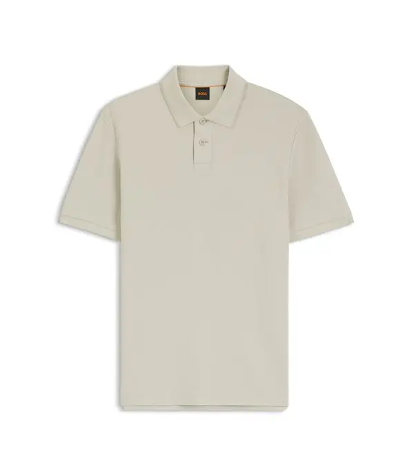 BOSS Regular-fit Polo Shirt In Honeycomb-structured Cotton Pique - Light Beige