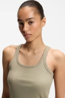 BOSS Racer-back Tank Top In Stretch Cotton