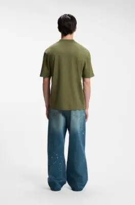Hugo Cotton-jersey T-shirt With Blue Logo Patch
