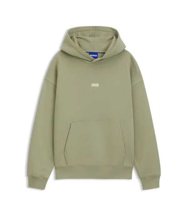 Hugo Logo Detail Cotton Terry Hoodie - Beige