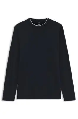 BOSS Long-sleeved T-shirt In Mercerized Cotton With Contrast Trim