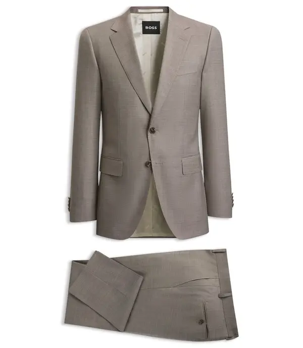 BOSS Two-piece Slim-fit Suit In Patterned Stretch Wool