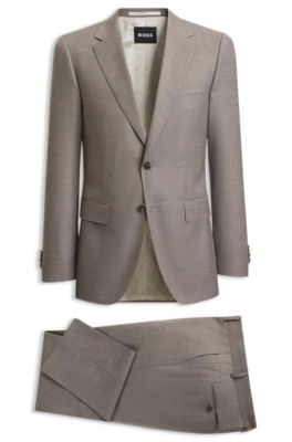 BOSS Two-piece Slim-fit Suit In Patterned Stretch Wool