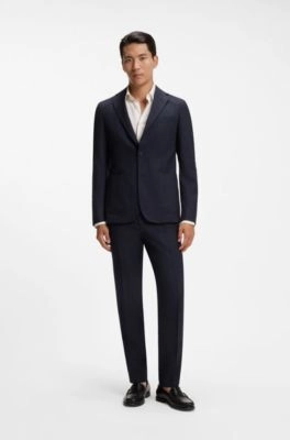BOSS Slim-fit Virgin Wool And Linen Trousers