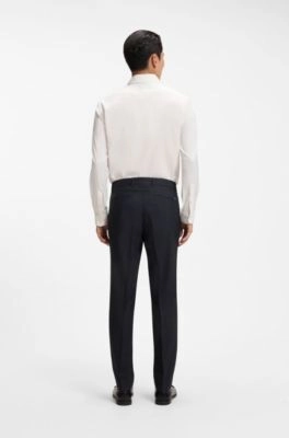 BOSS Slim-fit Virgin Wool And Linen Trousers