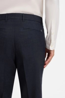 BOSS Slim-fit Virgin Wool And Linen Trousers