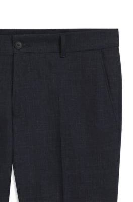 BOSS Slim-fit Virgin Wool And Linen Trousers