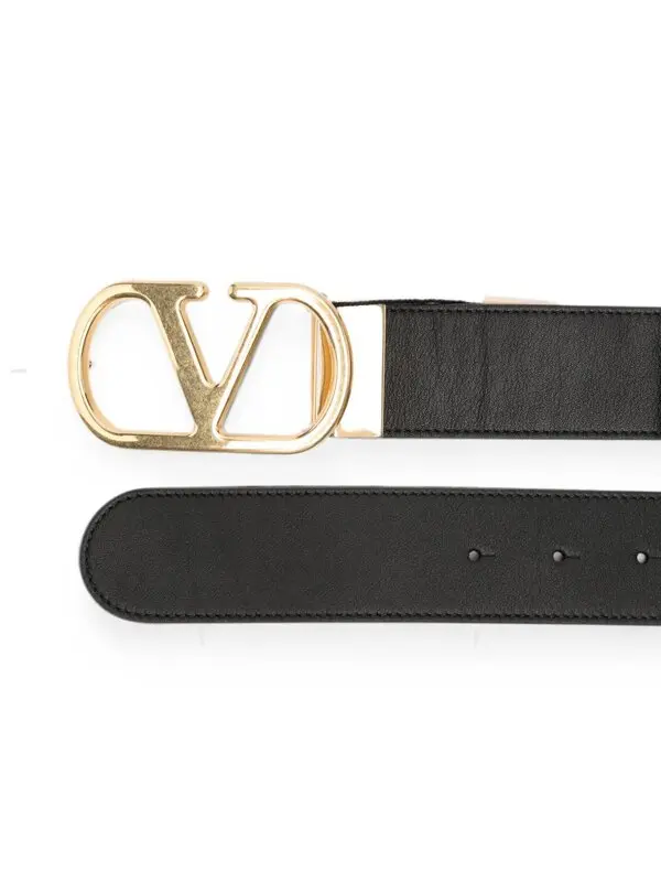 Valentino Garavani Vlogo Signature Leather Belt - Black
