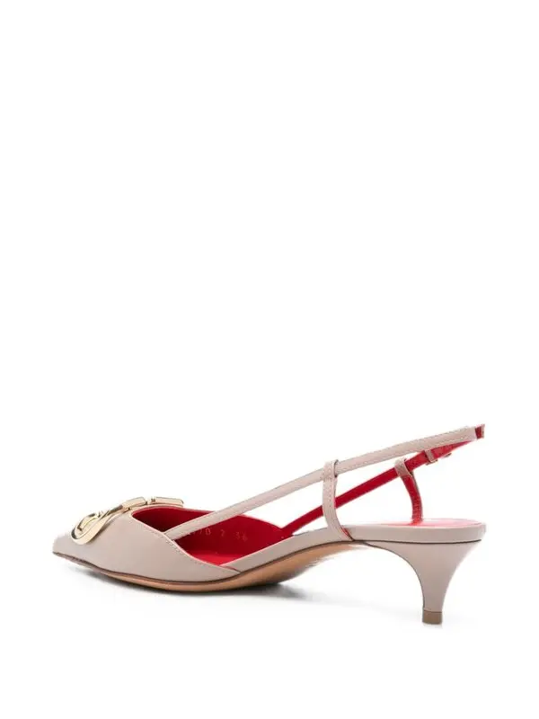 Valentino Garavani Vlogo Signature Leather Slingback Pumps - Pink