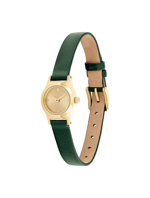 Calvin Klein Yellow Gold Pvd Watch With Leather Band