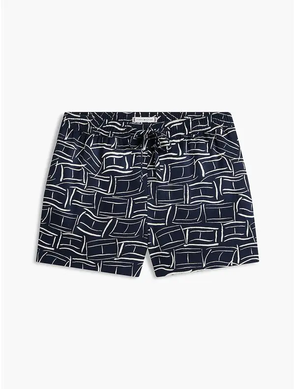 Tommy Hilfiger Allover Flag Linen-blend Pull-on Short
