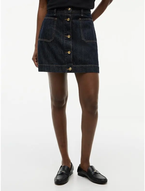 Tommy Hilfiger High-rise Button-front Denim Mini Skirt - Navy