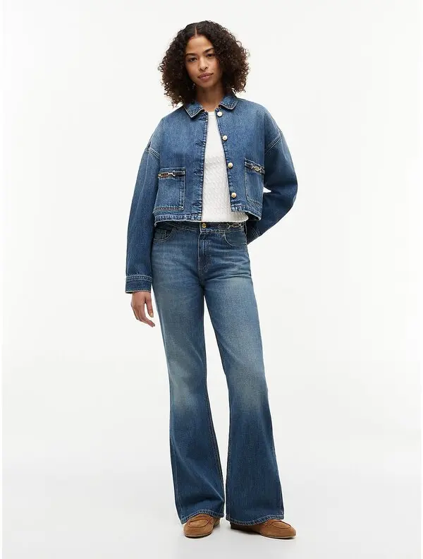 Tommy Hilfiger Cropped Denim Jacket With Horsebit Hardware