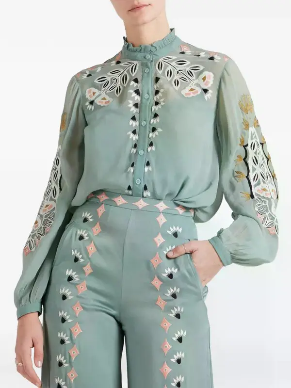 TEMPERLEY LONDON Rosalba Embroidered High Neck Shirt
