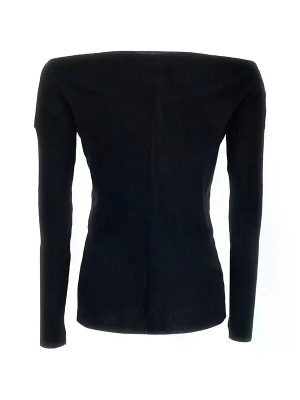 P.a.r.o.s.h Ribbed Off-shoulder Long Sleeve Sweater - Black