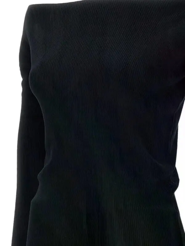 P.a.r.o.s.h Ribbed Off-shoulder Long Sleeve Sweater - Black
