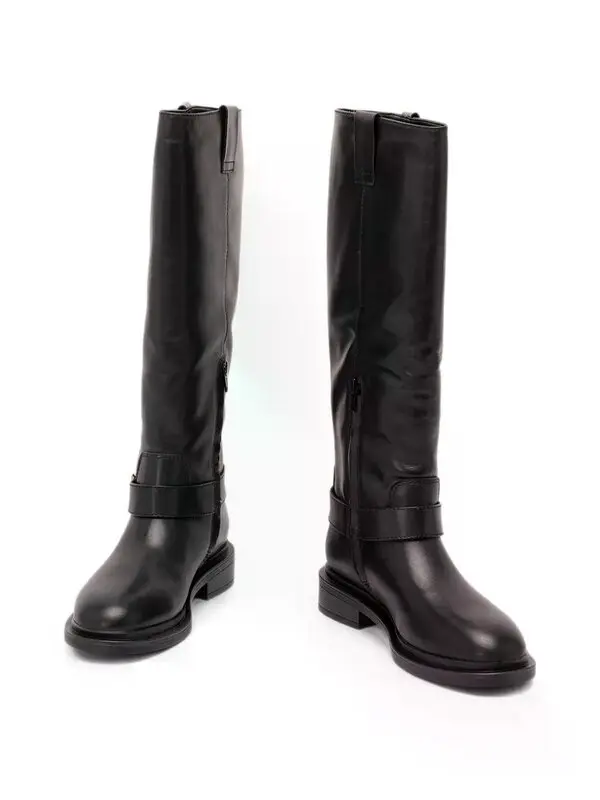 TWINSET Logo Plaque Buckled Knee High Boots