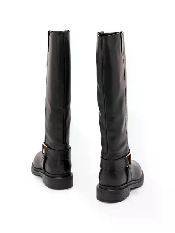 TWINSET Logo Plaque Buckled Knee High Boots