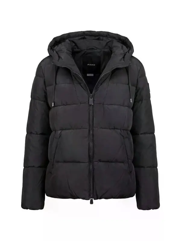 Pinko Quilted Hooded Zip-up Jacket With Logo Patch