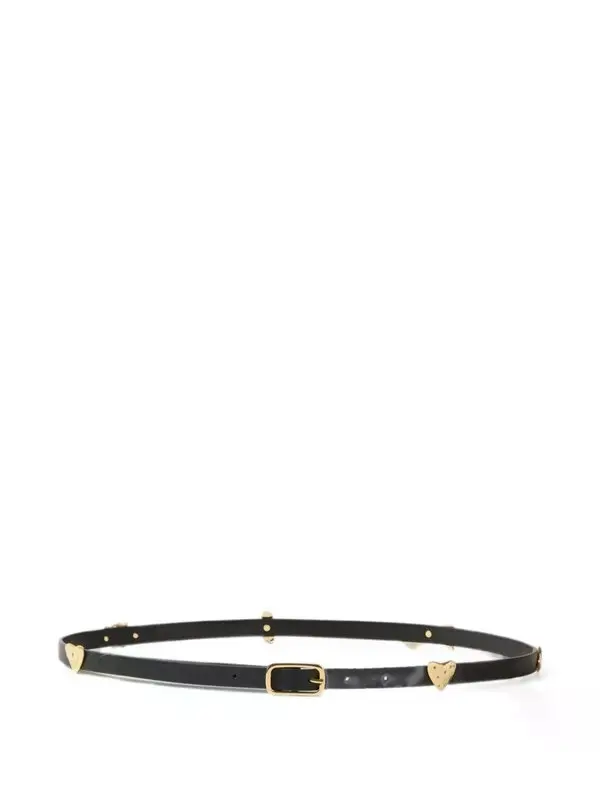Claudie Pierlot Heart Appliqué Leather Belt - Black