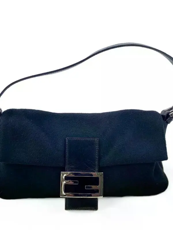 Fendi Suede Baguette Shoulder Bag - Black
