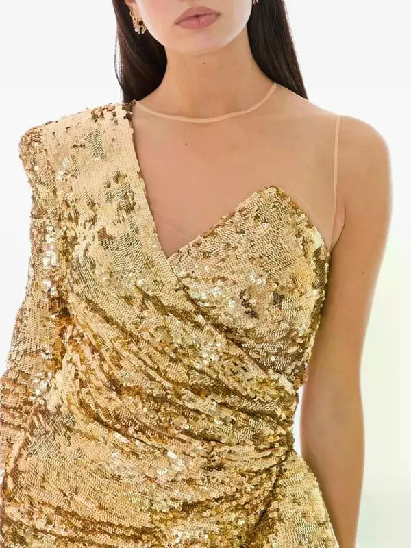 Elisabetta Franchi Sequin-embellished One-shoulder Mini Dress