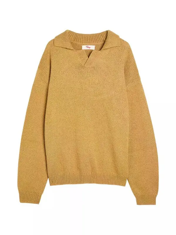 CHERRY LA Ribbed-knit Polo-collar Jumper
