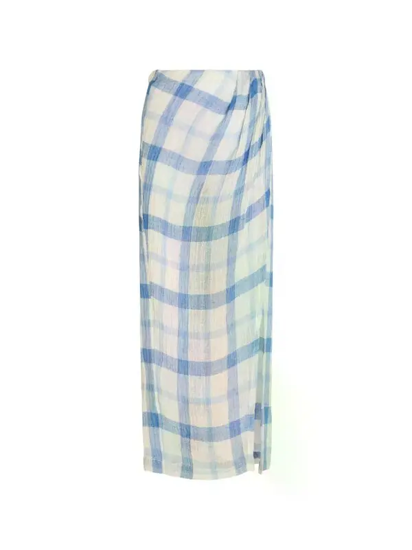 Lisa Marie Fernandez Check-pattern Maxi Sarong Skirt - White