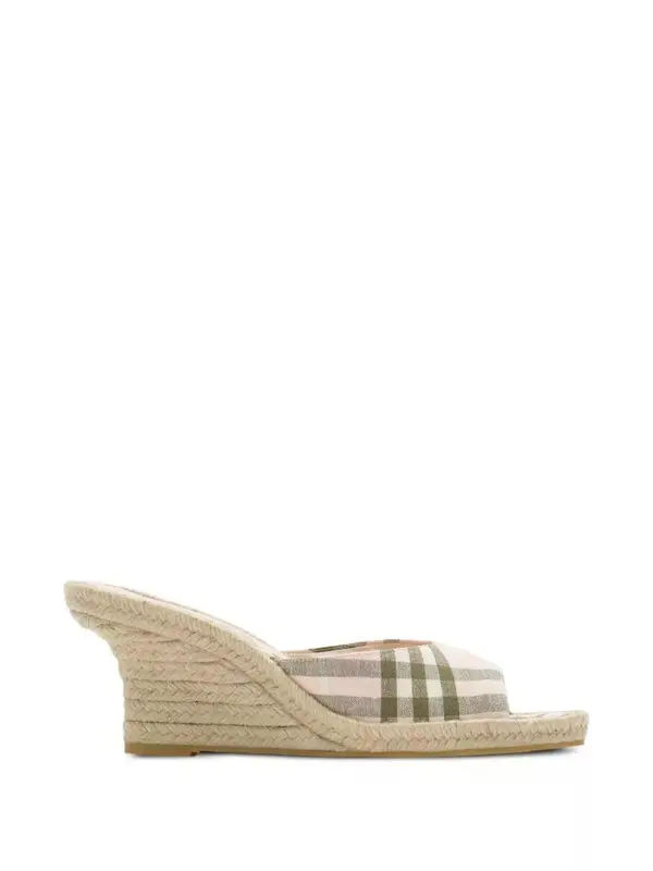 Burberry Check Espadrille Mules - Pink