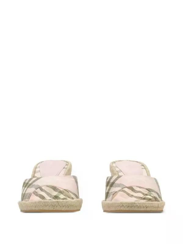 Burberry Check Espadrille Mules - Pink