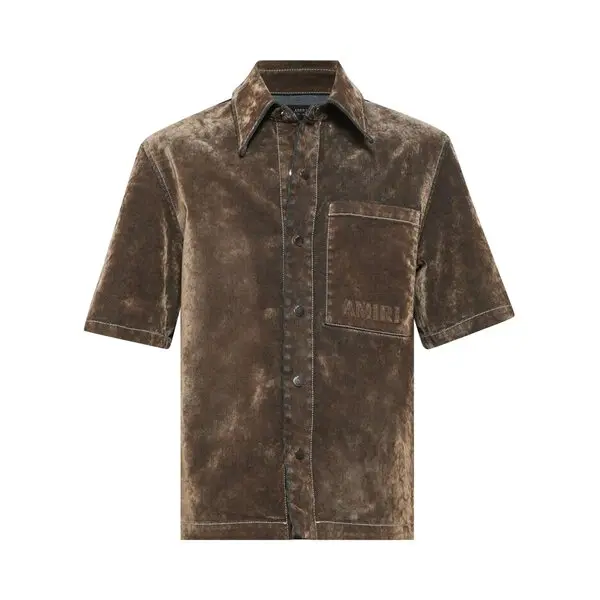 Amiri Velvet Camp Shirt 'tan - Brown